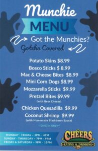 Munchie Menu - Cheers Restaurant